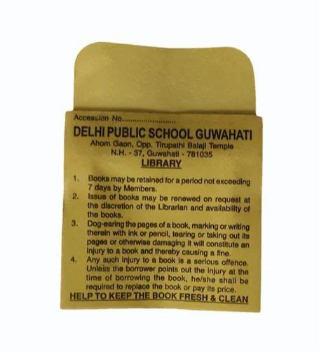 Paper Printed School Library Card Envelope At ₹ 2piece In Guwahati Id 2851831811391