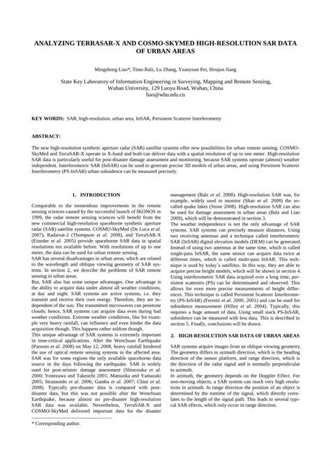Pdf Analyzing Terrasar X And Cosmo Skymed High Resolution Sar Data Of Urban Areas Dokumen Tips