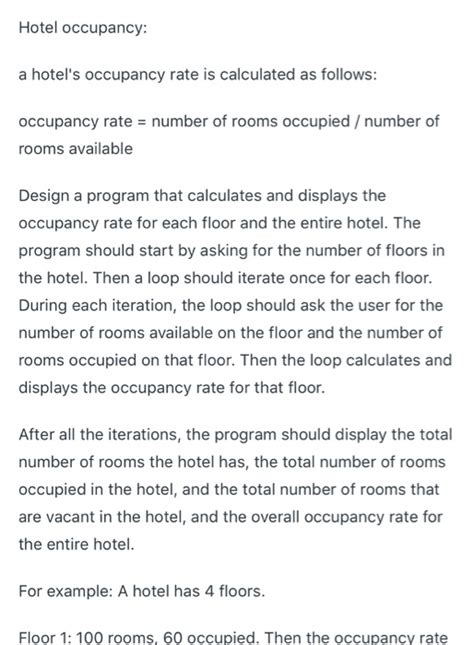Solved Flowchart Or Python CodeHotel Occupancy A Hotel S Chegg