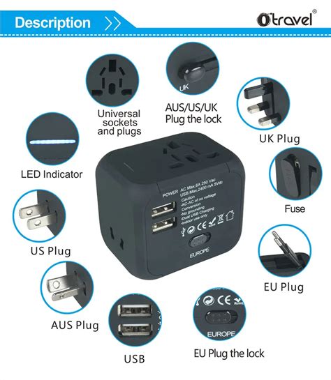 Phone Accessories Travel Multi Usb Adapter Electrical Plugs Sockets Usb Travel Adapter For