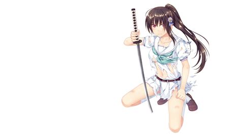 배경 화면 애니메이션 소녀들 만화 카타나 무릎 꿇는 교복 여학생 찢어진 옷 보쿠노 히토리 센 코우 루미 감독 손가락 복장 작은 입상 1920x1080