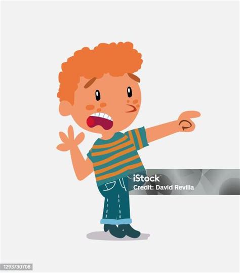 뭔가를 가리키는 청바지에 어린 소년의 깜짝 만화 캐릭터 가족에 대한 스톡 벡터 아트 및 기타 이미지 가족 교사 교육 관련 직업 귀여운 Istock