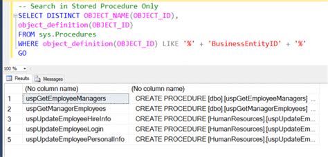 Sql Server Find Column Used In Stored Procedure Search Stored