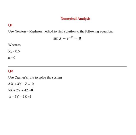 solved numerical analysis q1 use newton raphson method to