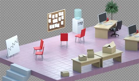 아이소 메트릭 저 폴리 사무실 인테리어 평면도 3d 모델 20 C4d 3ds Dxf Unknown Obj Stl Free3d