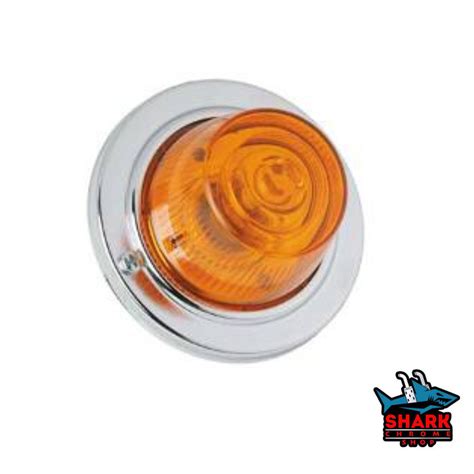 Cylindrical Clearance Side Marker Light Amber Shark Chrome Shop