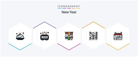 New Year 25 FilledLine icon pack including calendar. party. time ...