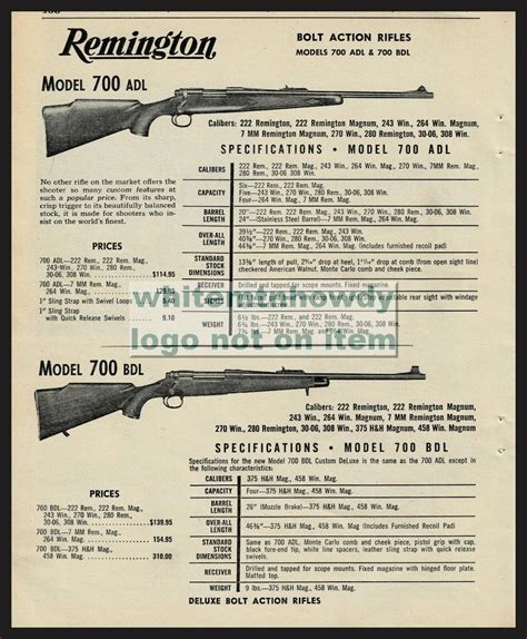 1963 Remington 700 Adl And Bdl Bolt Action Rifle Vintage Print Ad Gun