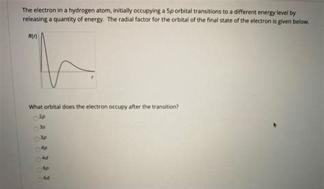 Solved The Electron In A Hydrogen Atom Initially Occupying