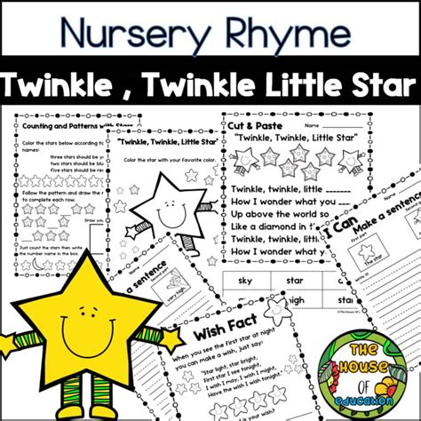 Twinkle Twinkle Little Star Nursery Rhyme Worksheets By The House Of