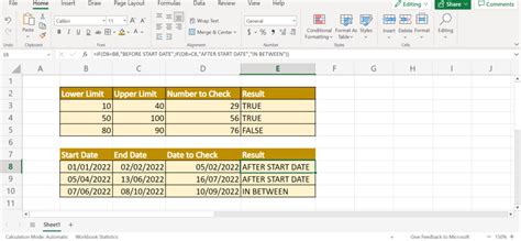 How To Use BETWEEN Formula In Excel Sheetaki