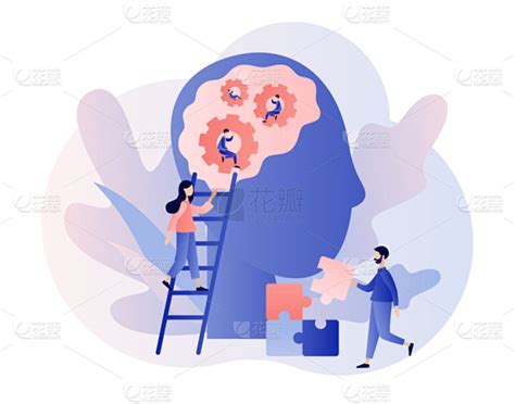 现代绘画插图卡通病人矢量平坦的心理治疗协助问