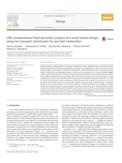 Pdf Cfd Computational Fluid Dynamics Analysis Of A Novel Reactor