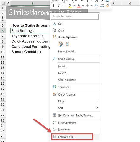 How To Strike Through Text In Excel Xelplus Leila Gharani