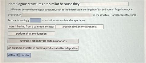 Solved Homologous Structures Are Similar Because They [
