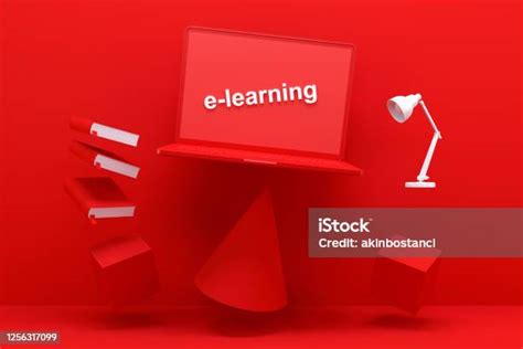 E러닝 텍스트가 있는 전자 학습 개념 컴퓨터 화면 3차원 형태에 대한 스톡 사진 및 기타 이미지 3차원 형태 교실 날기 Istock
