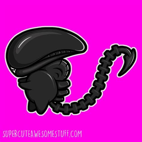 Cute Xenomorph Art Print Super Cute Alien Geeky Print