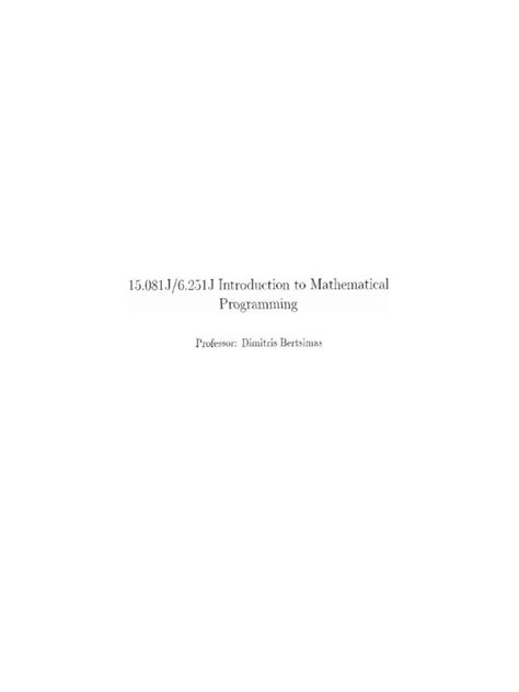 Intro To Mathematical Programming Mit Pdf Geometry Mathematics
