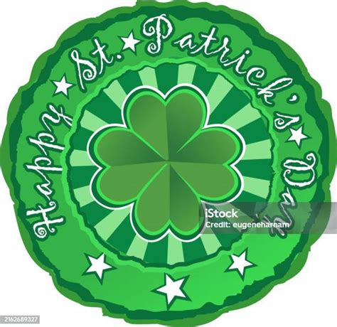클로버와 텍스트 해피 성 패트릭의 날 벡터 일러스트 레이 션과 녹색 스탬프 0명에 대한 스톡 벡터 아트 및 기타 이미지 0명 St Patricks Day 고무