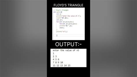 floyd s triangle code in c language very easy explanation coding viral computerengineering