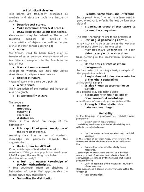Module Quiz Pdf Psychometrics Statistics