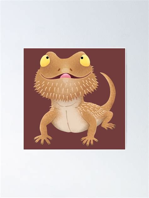 Cute Funny Bearded Dragon Lizard Cartoon Poster For Sale By