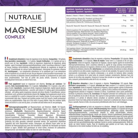 Magnesium Complex 120 Capsules With Vitamins C And B6 Nutralie