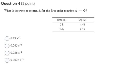 Solved What Is The Rate Constant K For The First Order Chegg