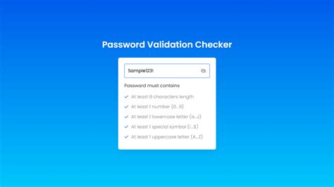 Password Validation Checker Using Html Css And Javascript With Source