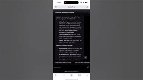 Sample Usage Of New Free Ladderly Chat Bot Learntocode Learnwithme Chatgpt Tech Youtube