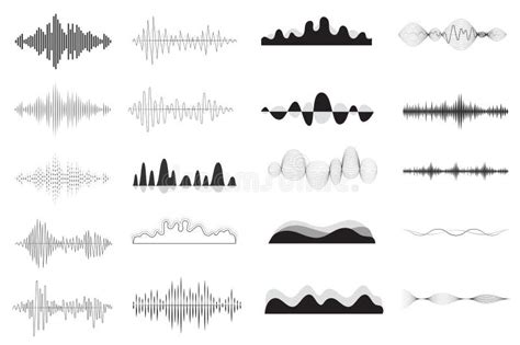 Sound Waves In Different Shapes Set Isolated Elements Stock Vector Illustration Of Electronic