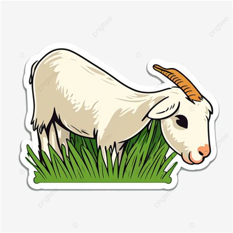 Cute Cartoon Goat Grazing On Grass Grass Clipart Goat Clipart Cute