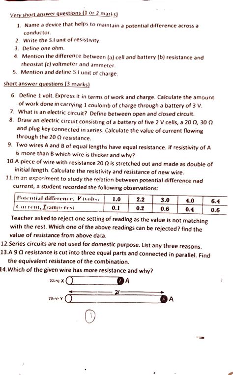 Solution Electricity Worksheet Class 10 Cbse Studypool