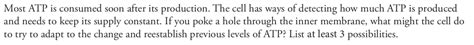 Solved Most ATP Is Consumed Soon After Its Production The Chegg Com