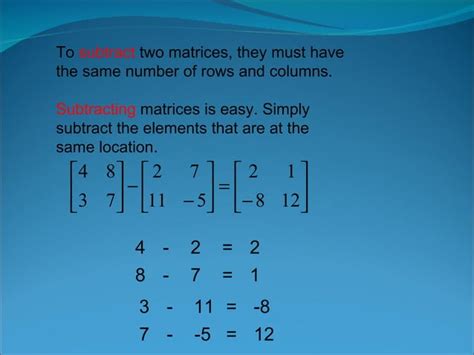 Matrix Addtion And Subtraction Basics Ppt