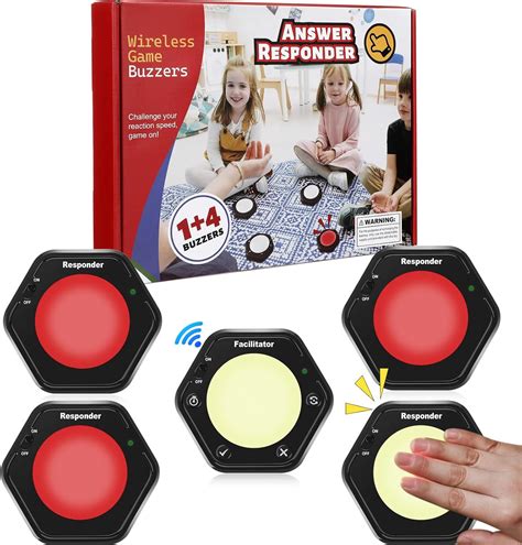 Blueweenly Wireless Buzzer System For Game Show 4 Players Led Light Answer Buzzers