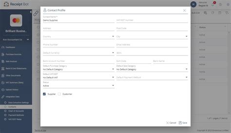 create update contacts and setup rules for default master data