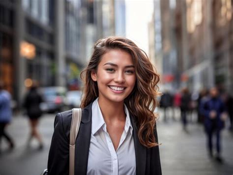 Premium Photo Beautiful Girl In A Business Suit In The City