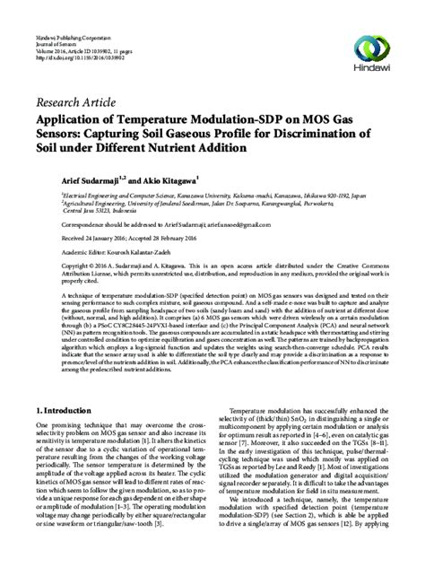 Pdf Application Of Temperature Modulation Sdp On Mos Gas Sensors