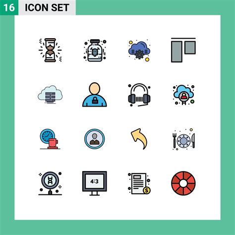 16 Thematic Vector Flat Color Filled Lines And Editable Symbols Of Flow Computing Computing