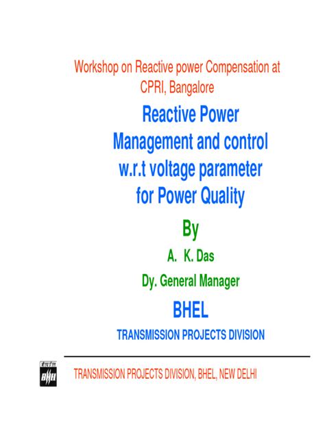 Reactive Power Compensation In Power Transmission And Distribution System Download Free Pdf