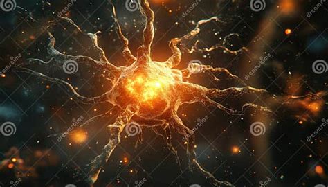 Neuron Structure Illuminated with Glowing Synapses Against a Dark Background Stock Image - Image ...