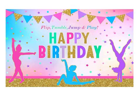 Buy Funnytree Rainbow Gymnastics Birthday Theme Party Backdrop for Girl Gymnasts Tumbling Flip ...