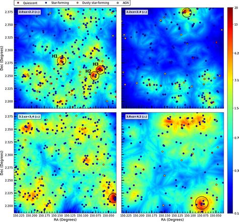 projected surface density maps of cosmos redshift slices 2 0 ≤ z