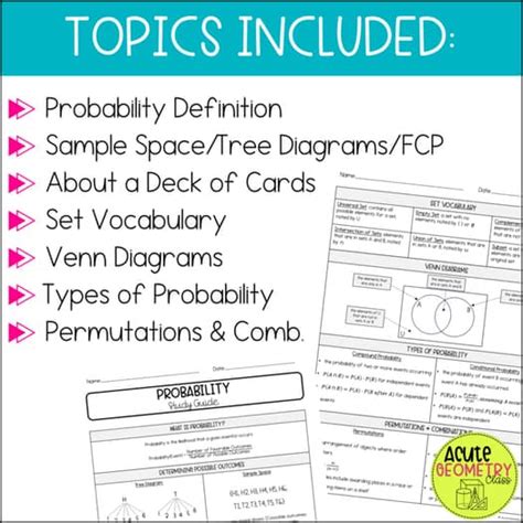 Probability Cheat Sheet Geometry Study Guide Probability Sets