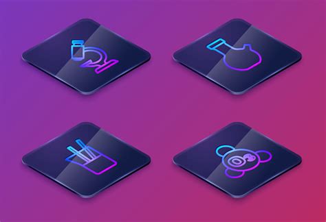 아이소메트릭 라인 현미경 실험실 유리 제품 시험관 및 오존을 설정합니다 파란색 사각형 버튼 벡터 3차원 형태에 대한 스톡 벡터 아트 및 기타 이미지 Istock