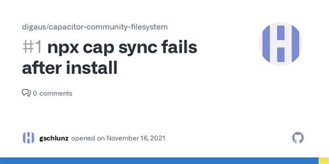 Npx Cap Sync Fails After Install Issue Digaus Capacitor Community Filesystem GitHub