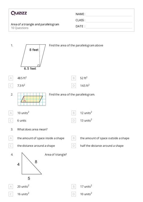 50 Area Of A Triangle Worksheets For 7th Class On Quizizz Free And Printable