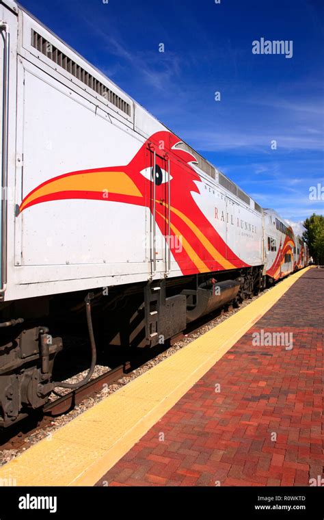 Rail Runner Train In The Station At The Railyard In Santa Fe New