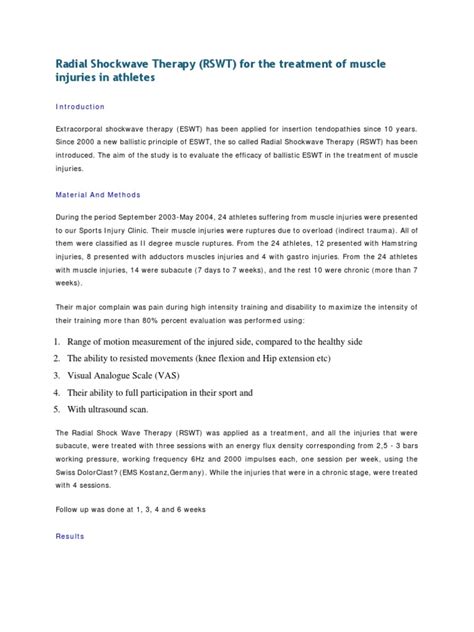 Radial Shockwave Therapy Pdf Knee Physical Therapy